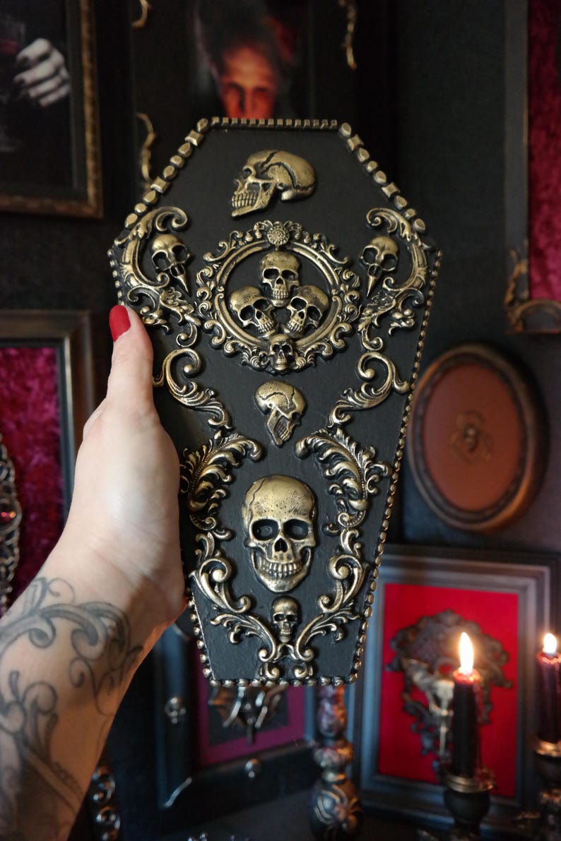 Skull Coffin Wall Decor: Baroque Gothic Home Accent-halloween Decor - Etsy