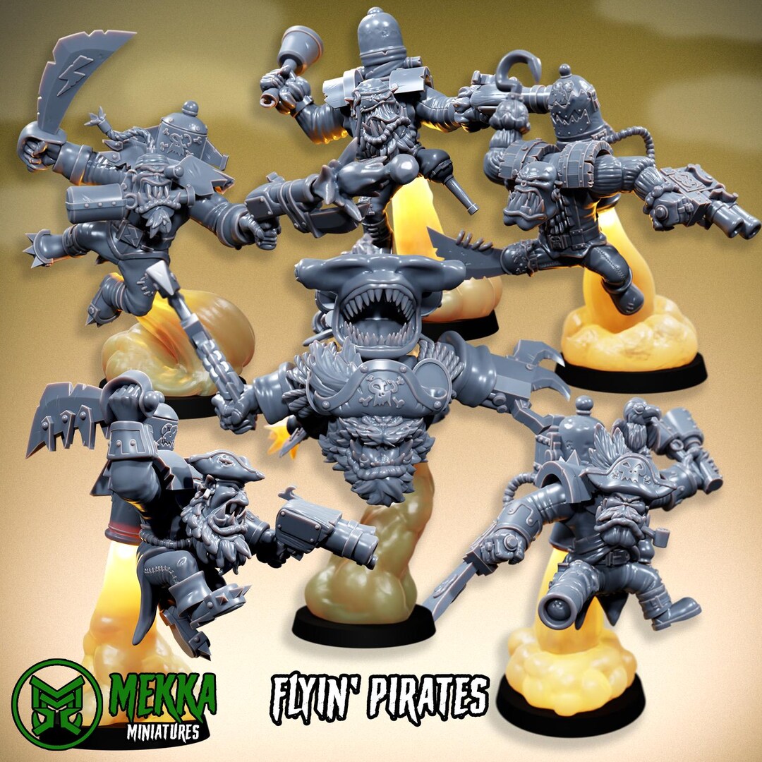Mekka Miniatures - Flying Pirate Ork / Orks - Orc / Orcs Stormboy ...