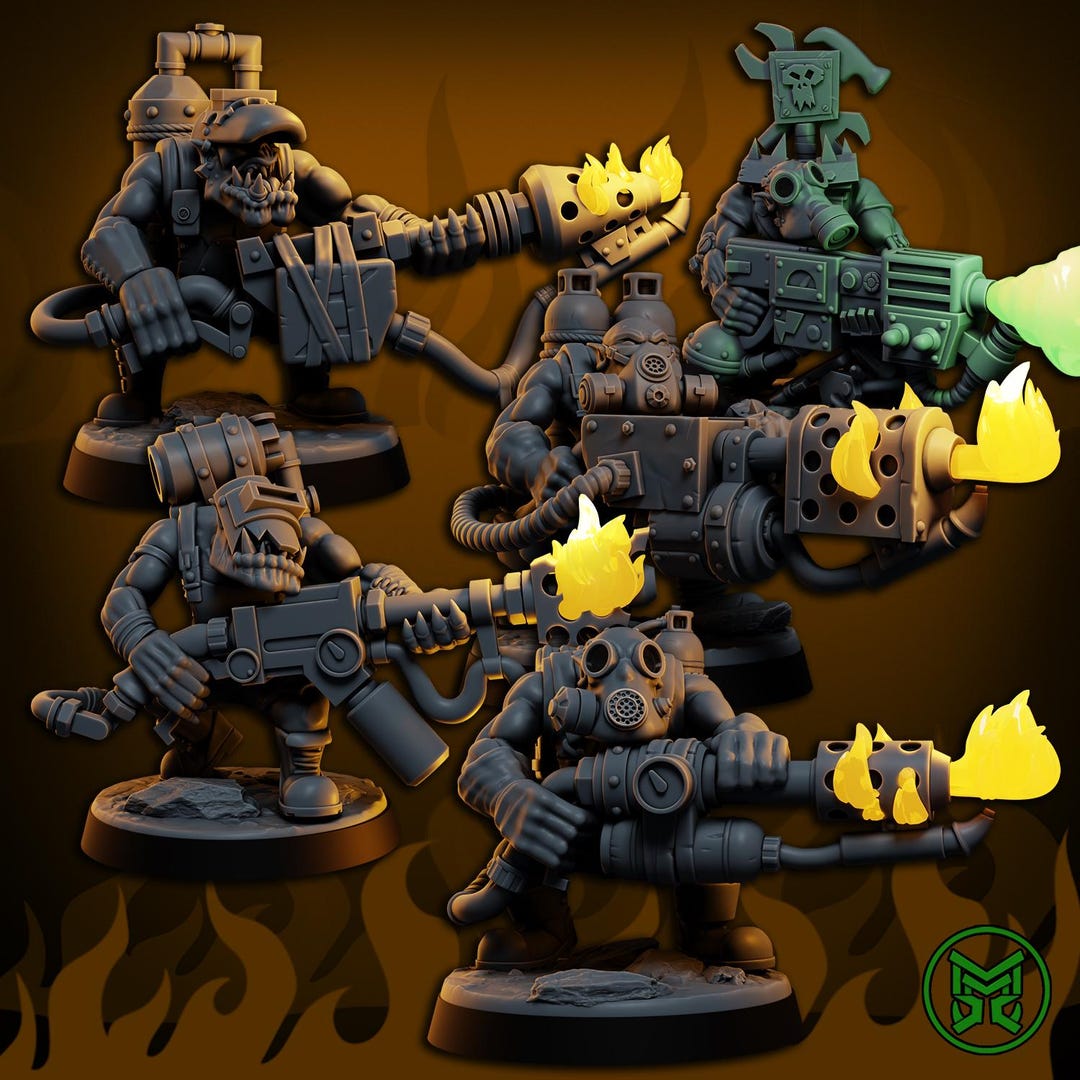 Mekka Miniatures - Ork / Orks - Orc / Orcs Flamers / Flamerz / Flamer ...