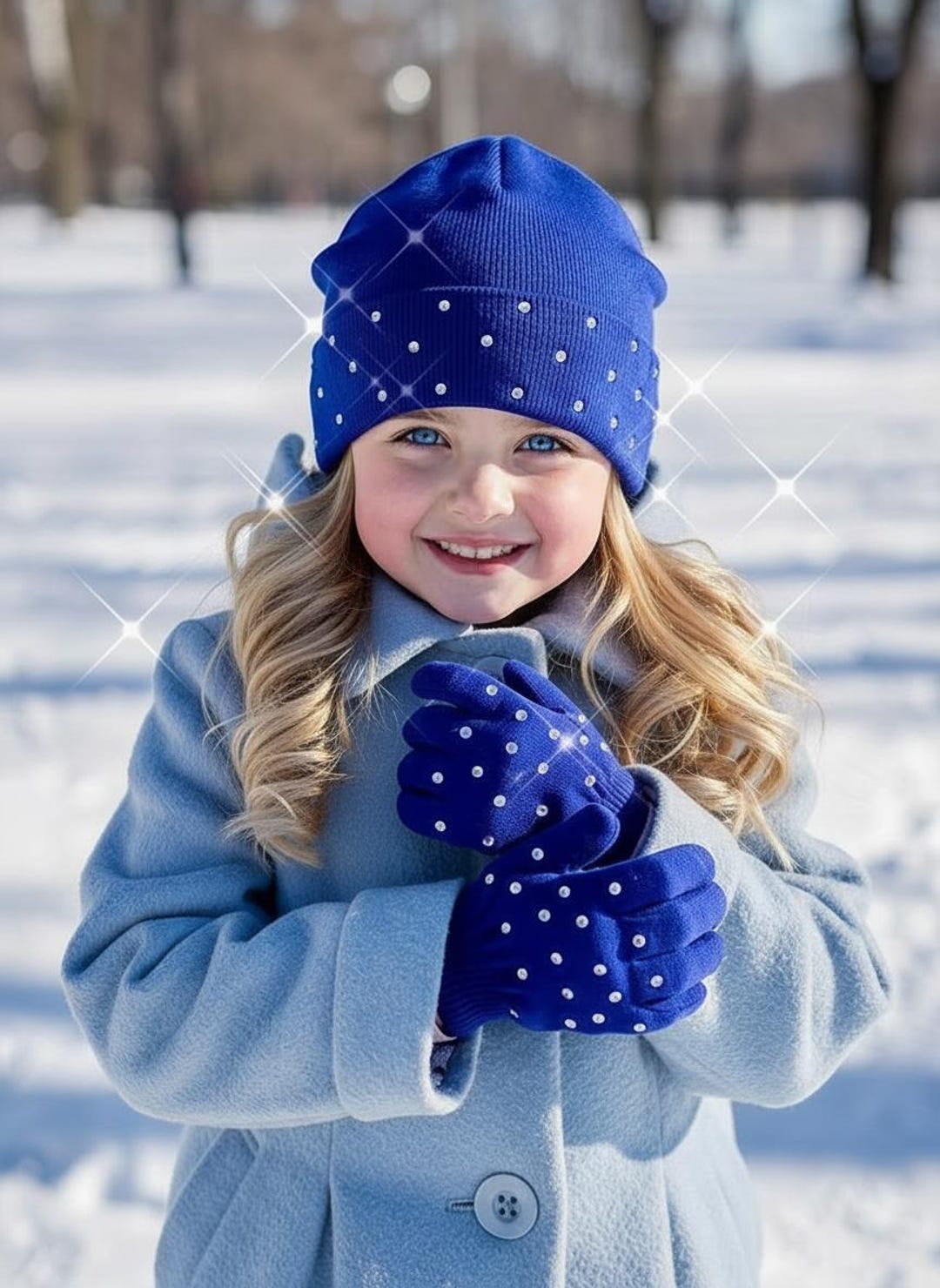 Children's Bling Rhinestone Beanie and Gloves | Gift Set | Holiday ...