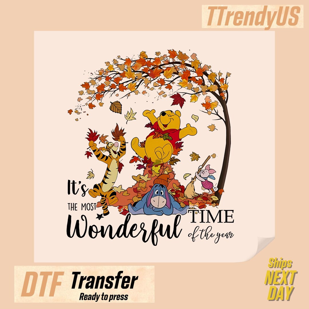 Disney Autumn DTF, Winnie the Pooh Fall DTF, Cozy Disney Fall Vibes DTF ...