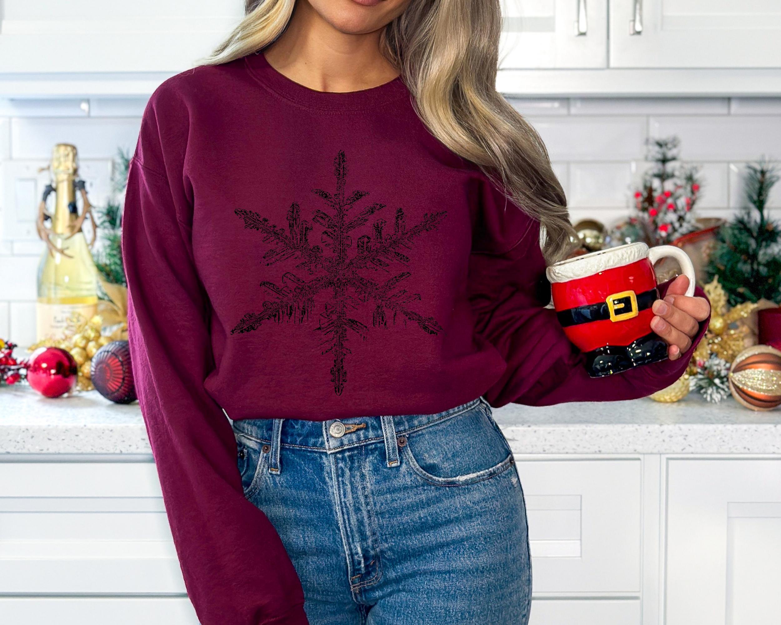 Snowflake Winter Christmas Sweatshirt, Christmas Snowflake Shirt ...