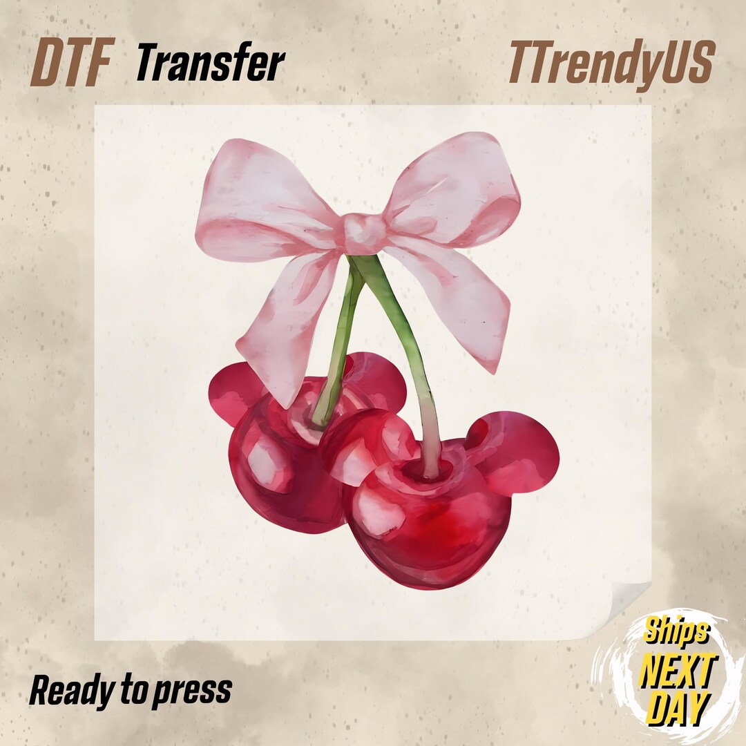 Disney Cherry DTF Transfer, Pink Cherry Coquette Design, Disney Girls ...