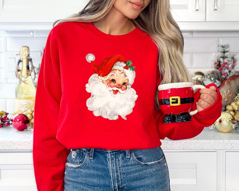 Santa Sweatshirt, Vintage Christmas Sweatshirt, Christmas T-shirt ...