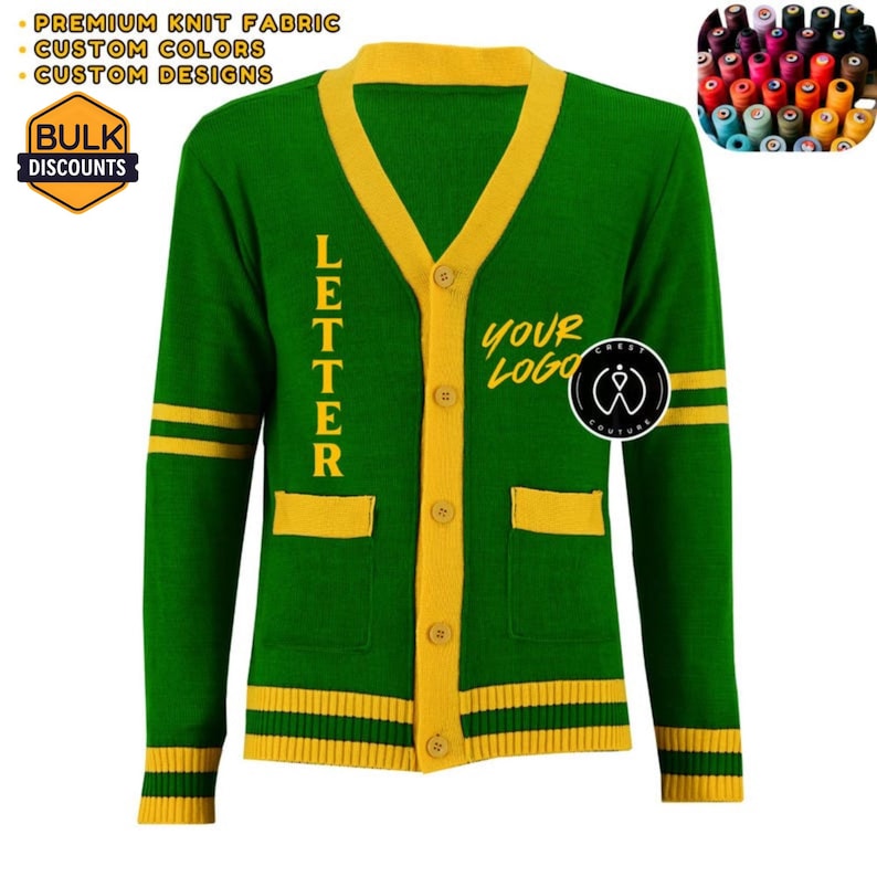 Custom Embroidery Cardigan Knitted High School College Cheerleader ...