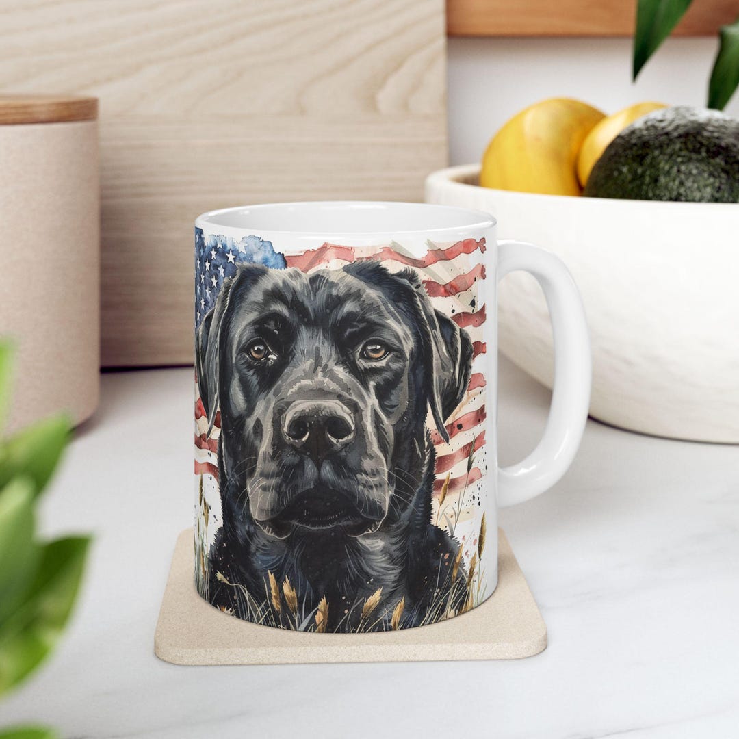 Patriotic Black Labrador Retriever Mug - Etsy