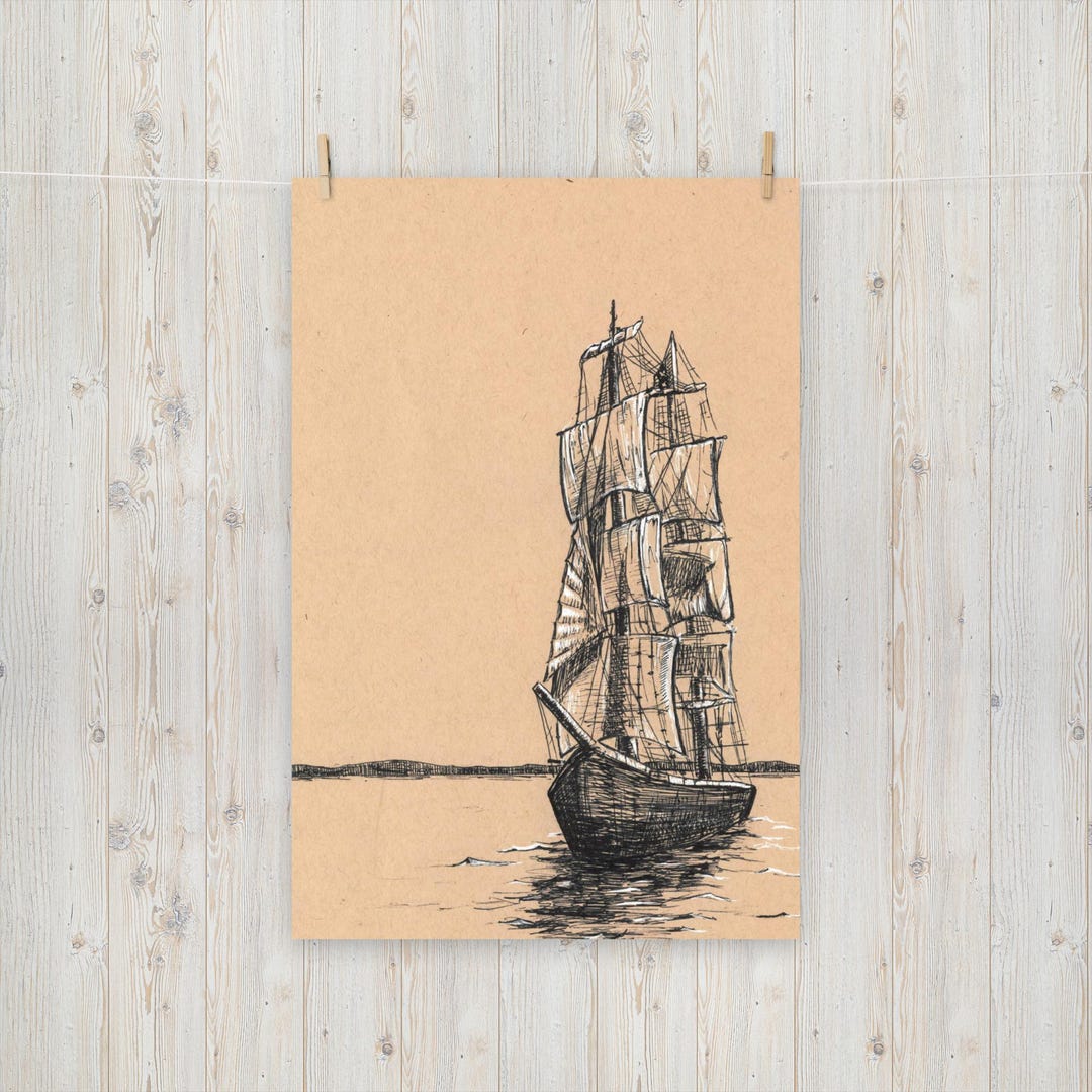 Sailboat Ink Drawing - Etsy