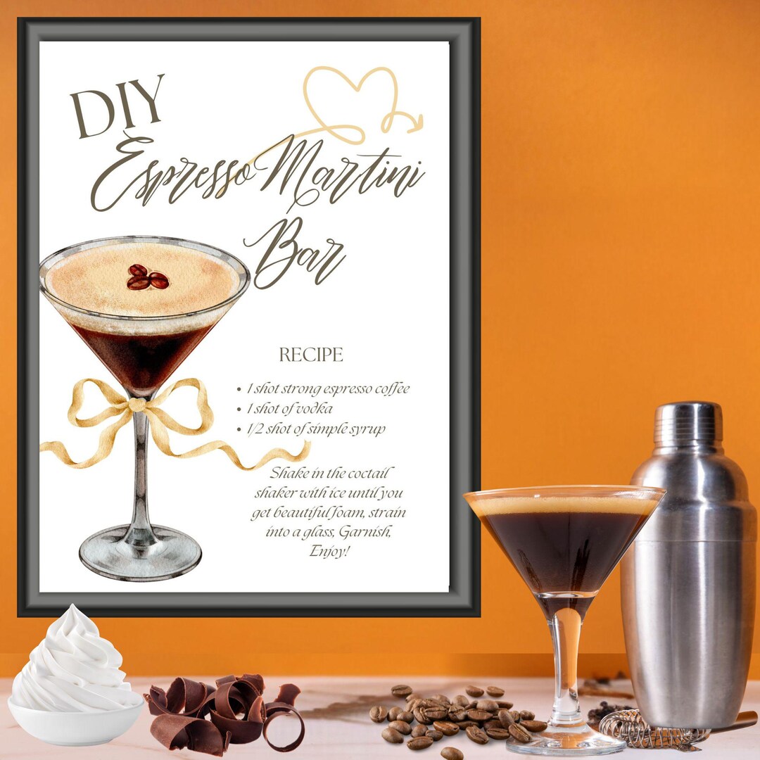 Espresso Martini Bar Sign, Espresso Martini Cocktail Print, Signature ...