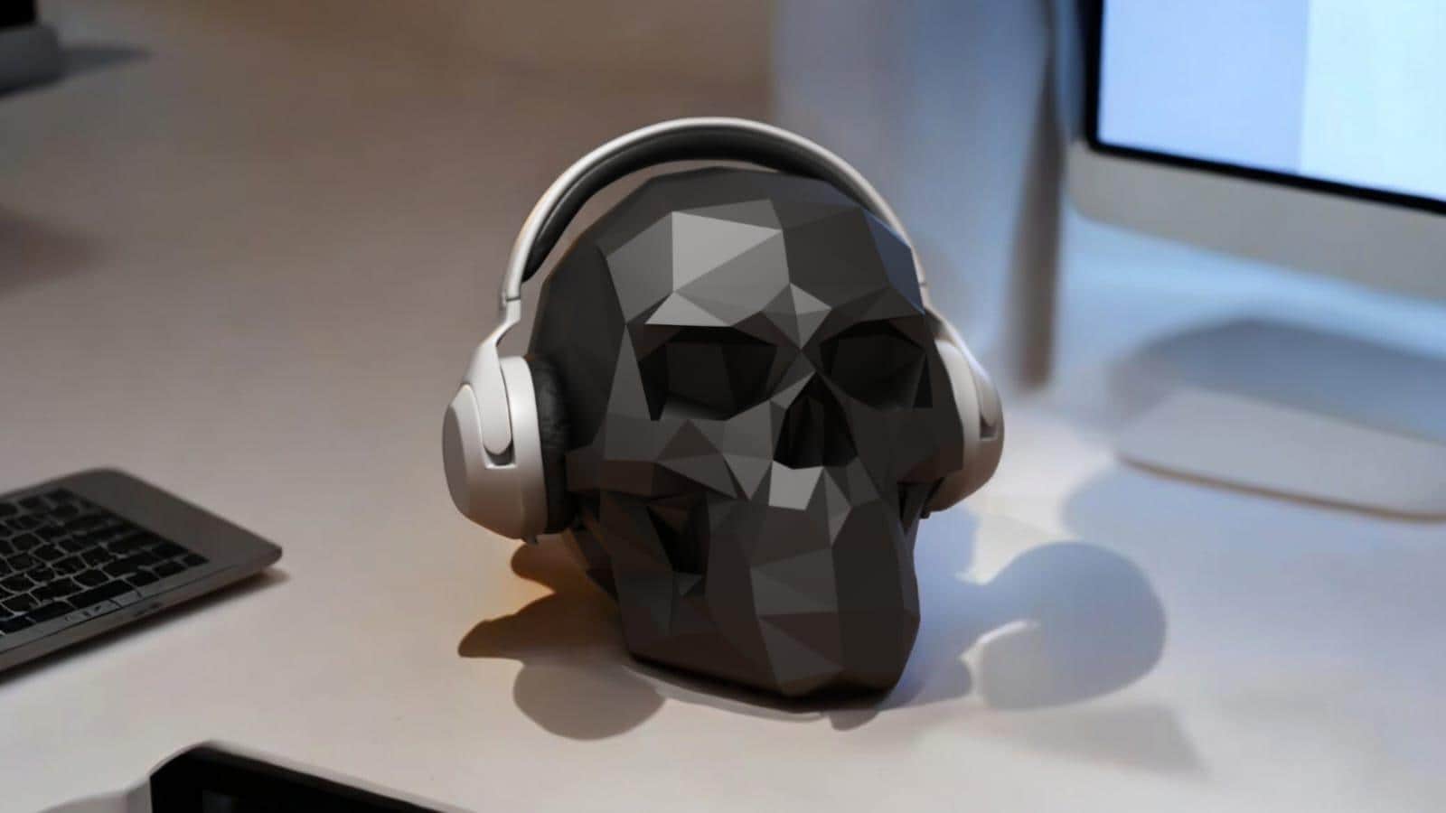 3D Printed Skull Headphone Stand, Skull-shaped Headphone Holder, 3D Printed Headphone Stand ...