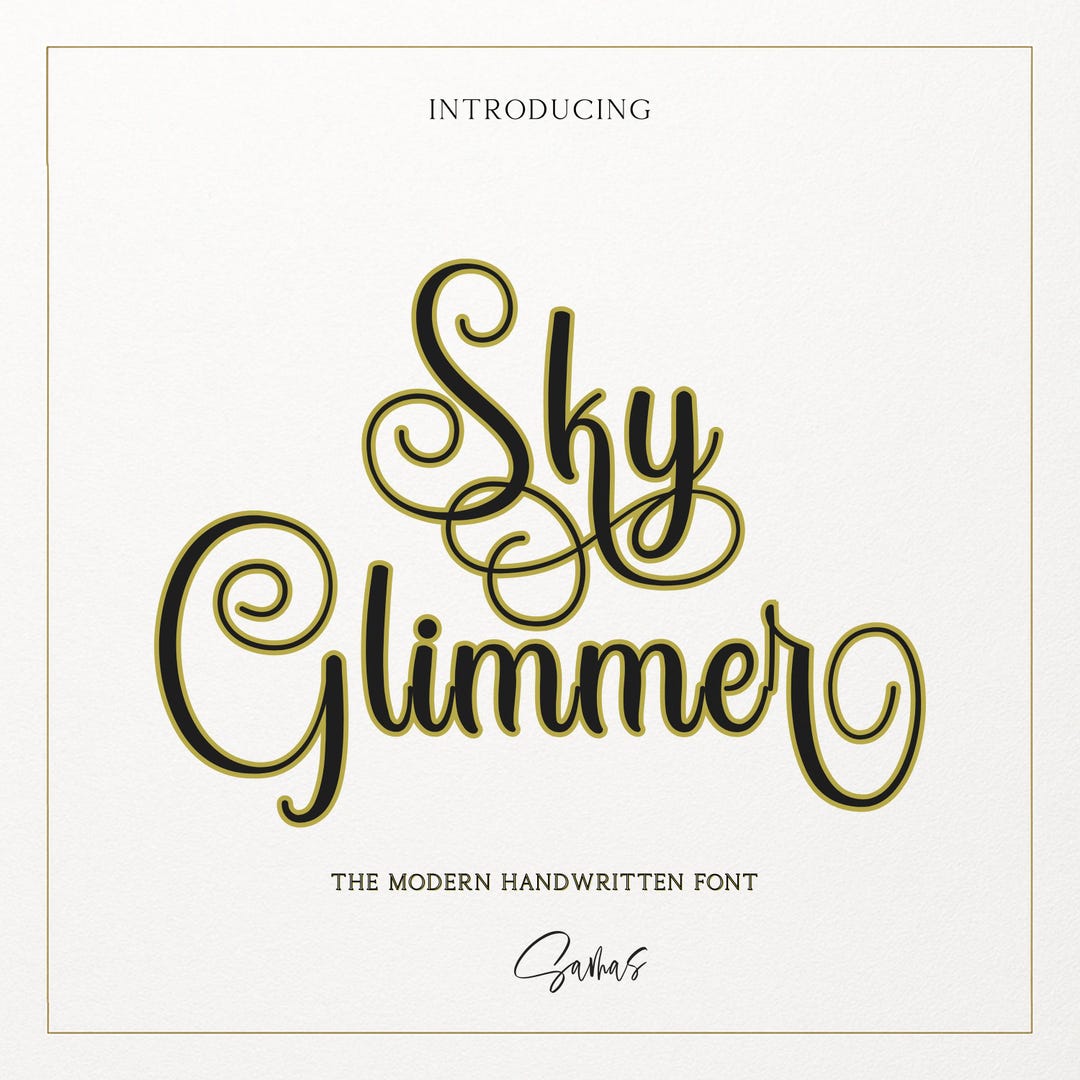 Sky Glimmer Font, SVG, Digital Font, Commercial Use, Handwritten ...