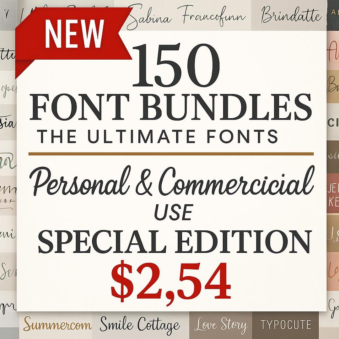 The Ultimate 150 Fonts - Font Bundle Ttf Svg Heart Font, Cricut, Canva Font, Script Font ...