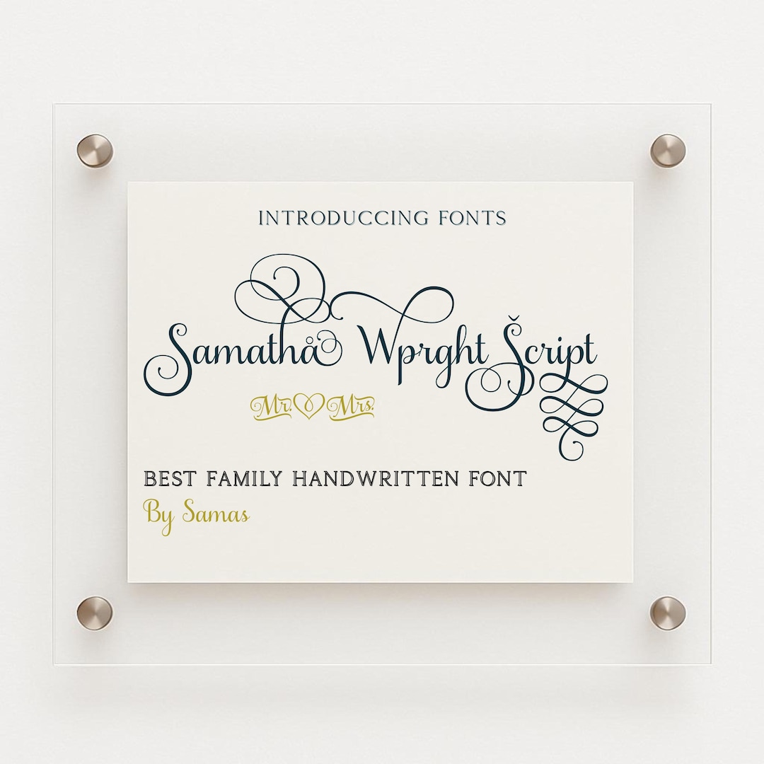 Samantha Family Script Font, Font With Tails, Heart Font, Wedding Font ...