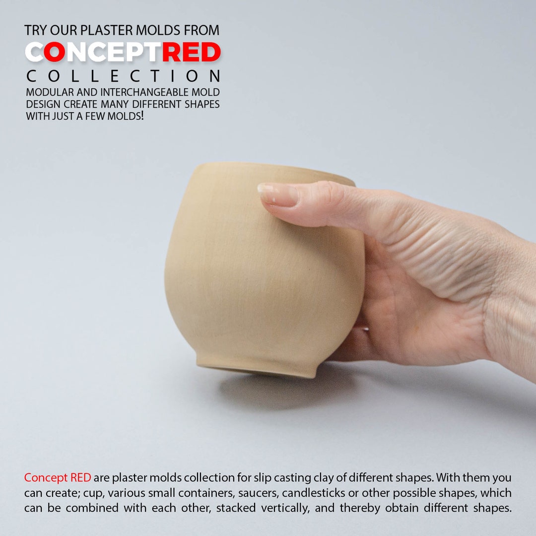 Slipcasting Mold Mug Plaster Mold for Slipcasting Handleless Cup Plaster Mold for Slip Casting ...