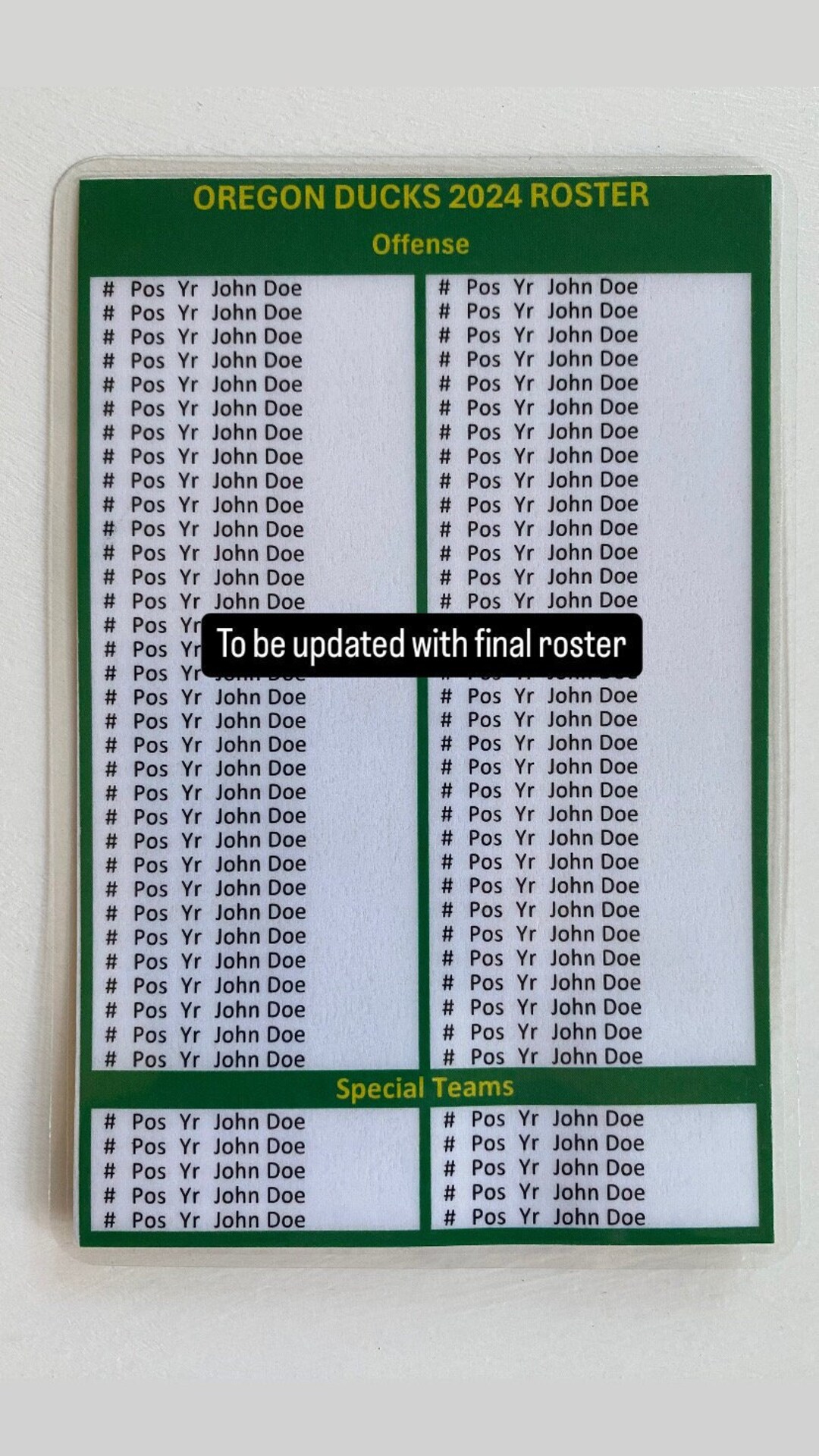 Oregon Ducks Football Pocket Roster 2024 Pre-order Now - Etsy