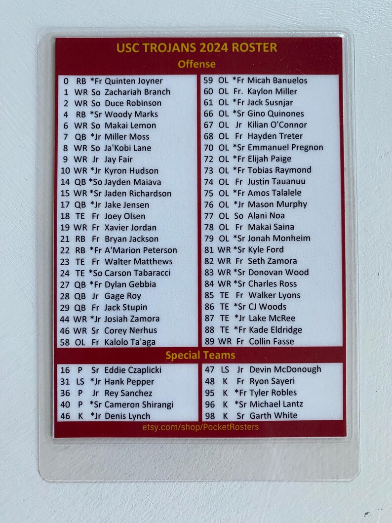 USC Trojans Football Pocket Roster 2024 - Etsy