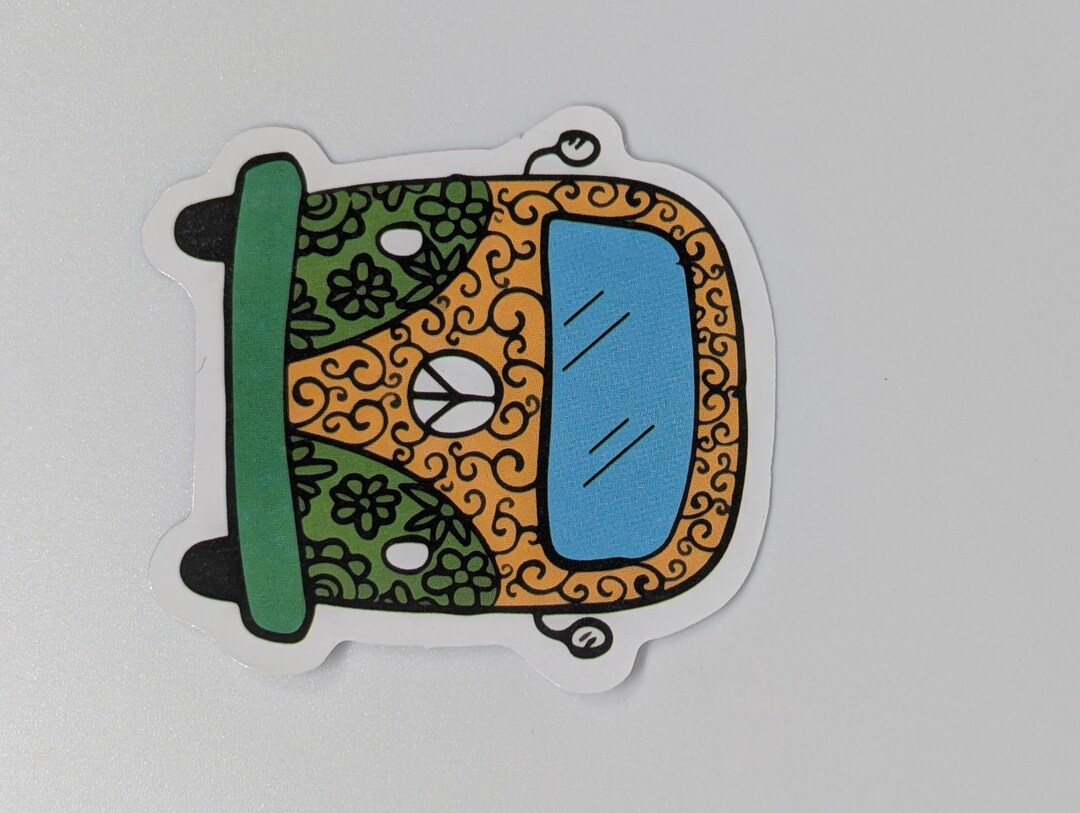 Vintage Bus Sticker Featuring a Whimsical Design With Spirals, Swirls ...