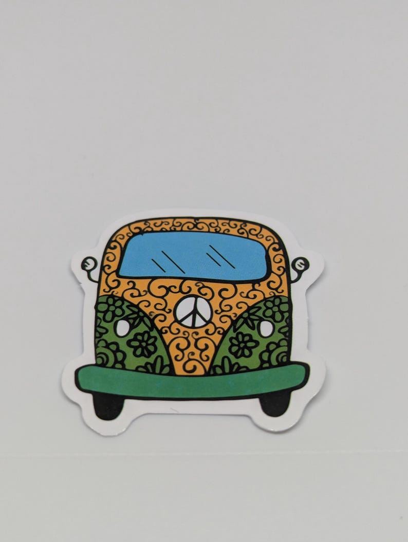 Vintage Bus Sticker Featuring a Whimsical Design With Spirals, Swirls ...