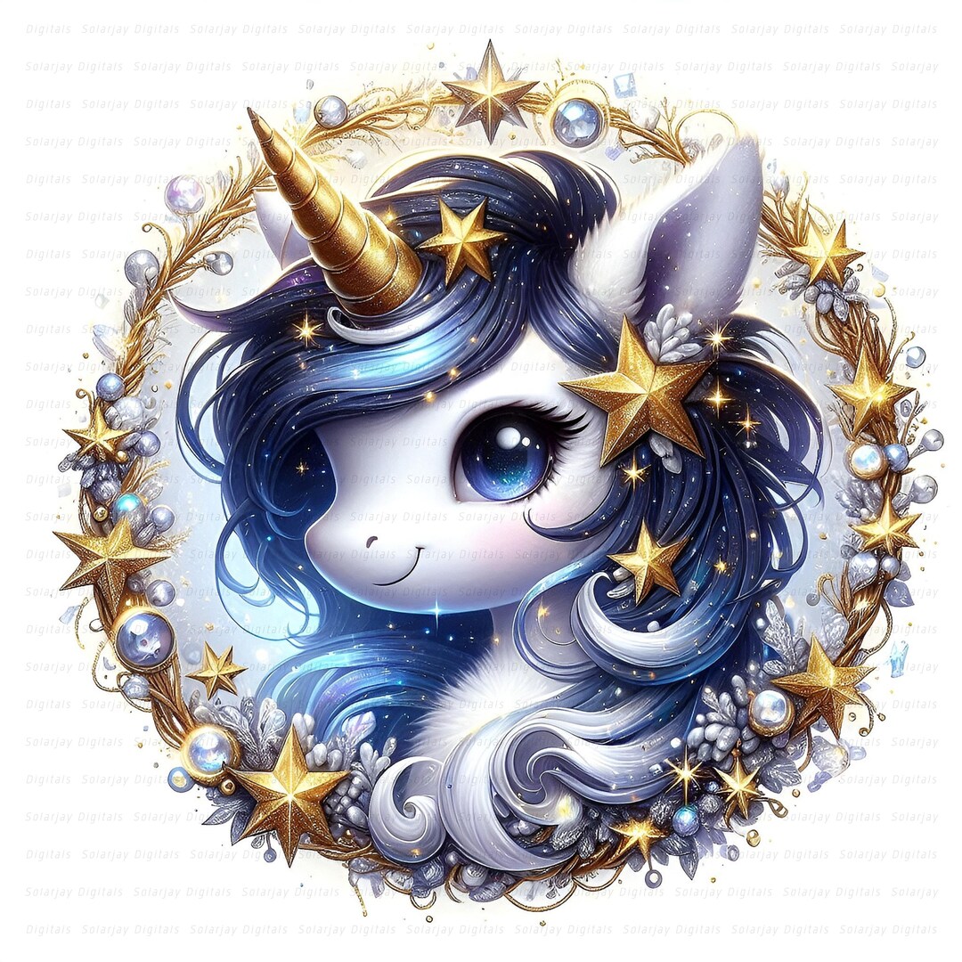 Christmas Unicorn Clipart: Watercolor Floral Unicorns, Winter Holiday ...