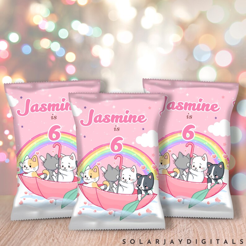 Editable Kitty Cat Chip Bag Template Pink Kitty Theme DIY Party Favor ...