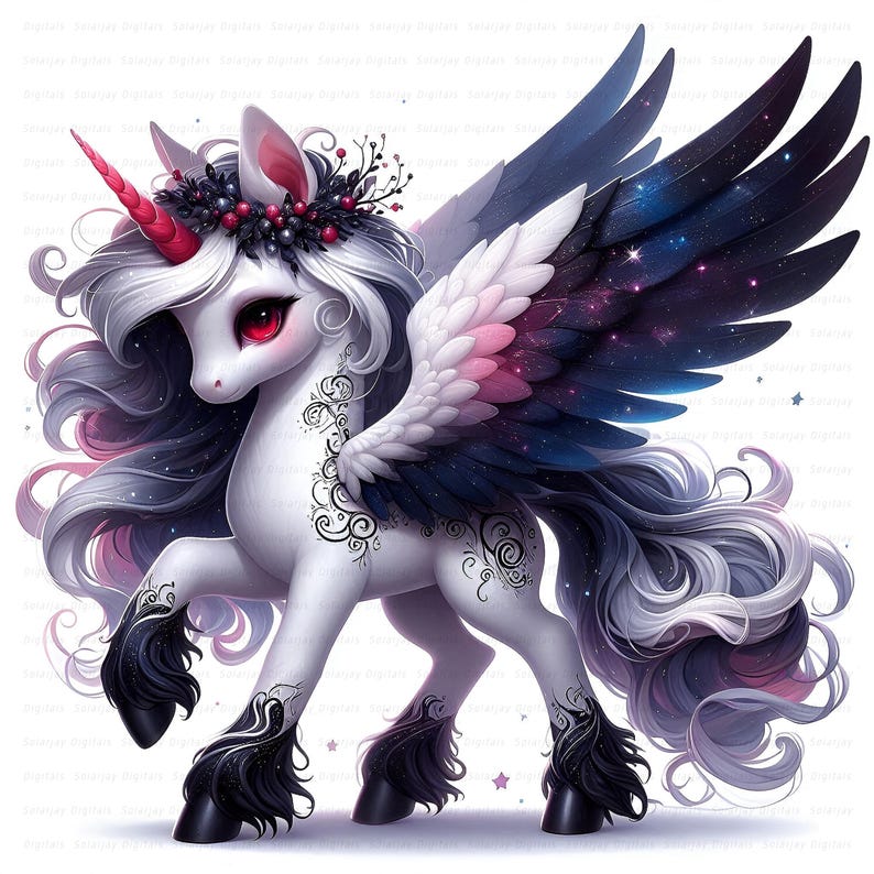 Galaxy Unicorn Clipart Set: Black, Red, Violet (10 Jpgs, Digital ...