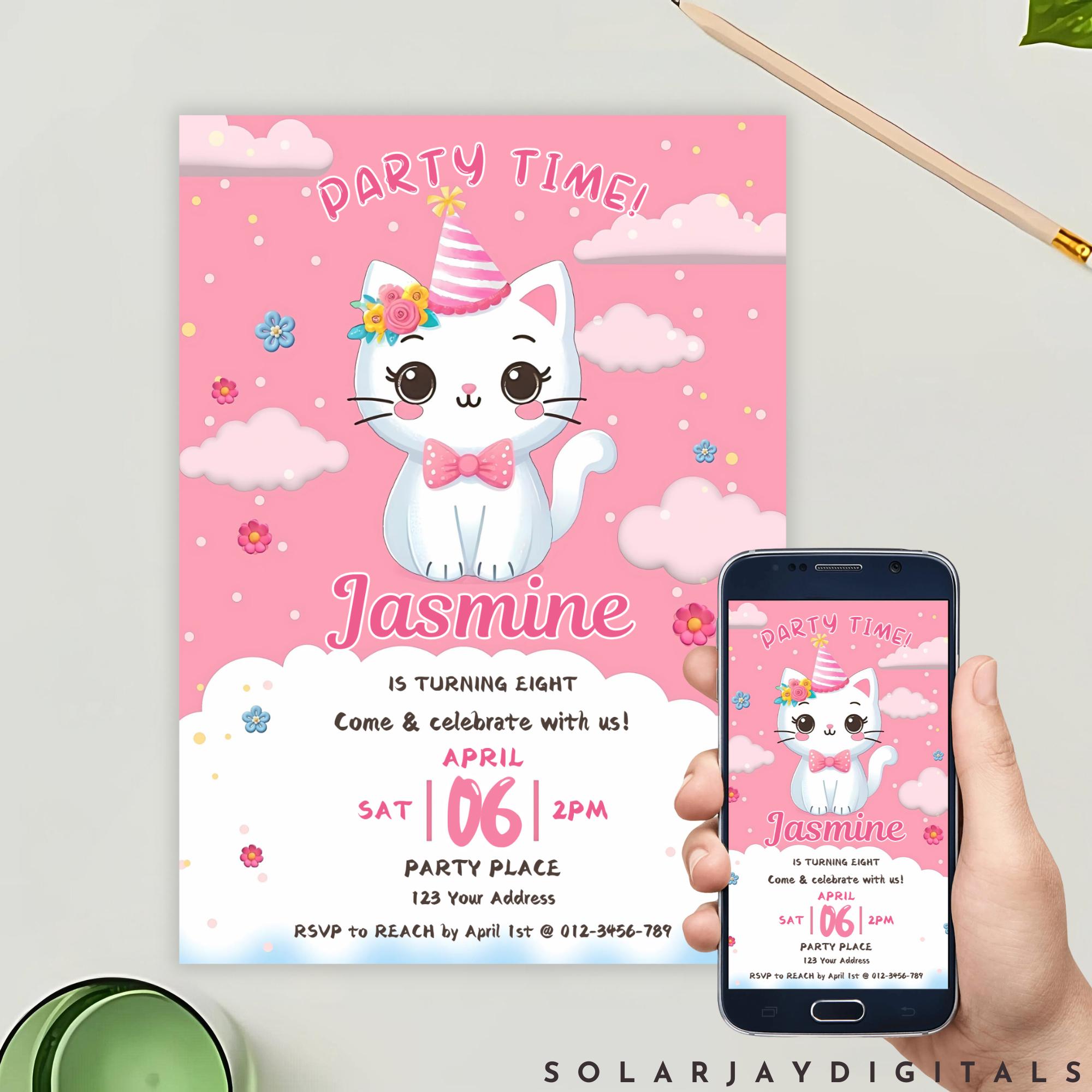 Editable Cat Kitty Gable Box Label Template, Kitty and Friends Favor ...