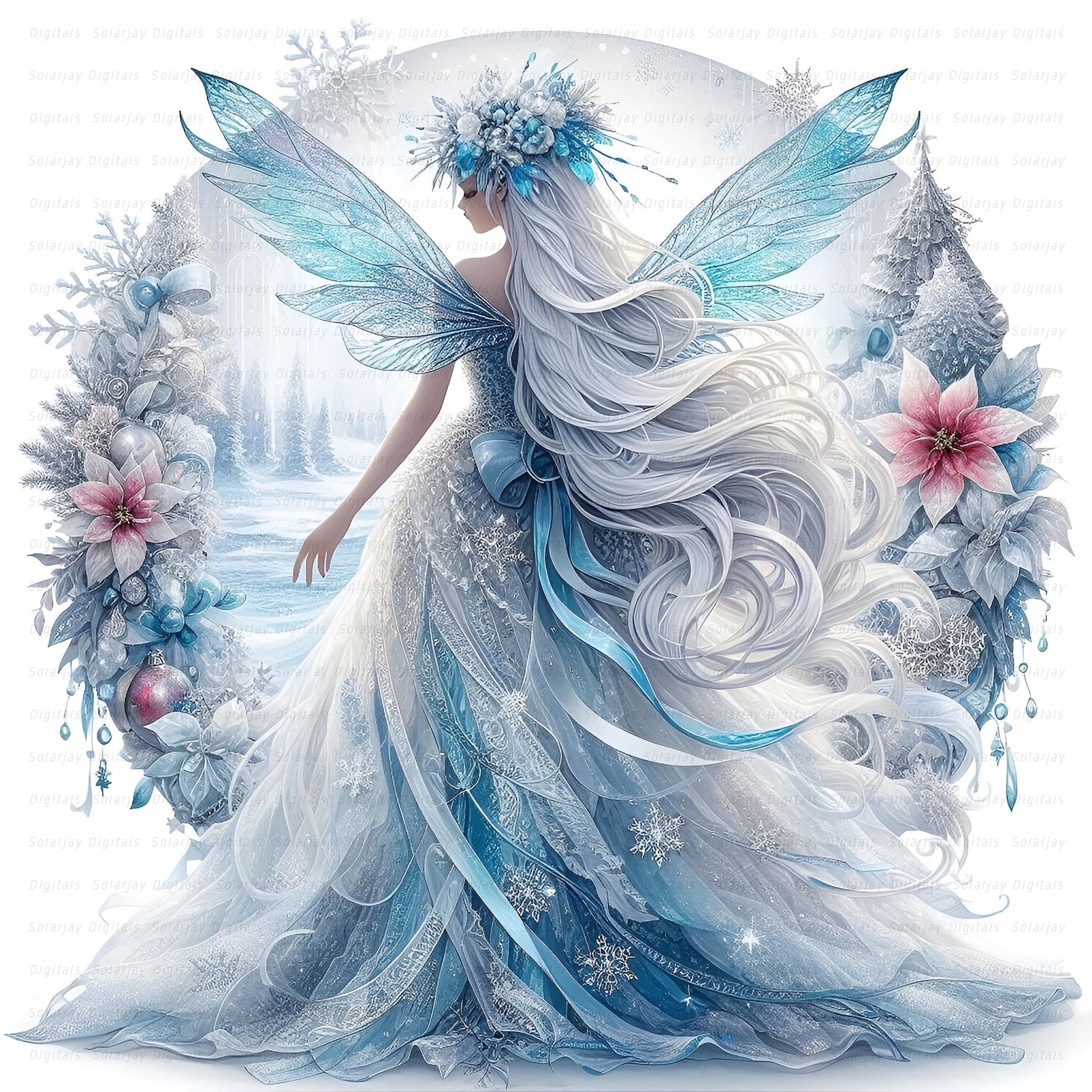 Icy Blue Snow Fairy Clipart: Winter Christmas Art (10 Jpgs, Digital ...