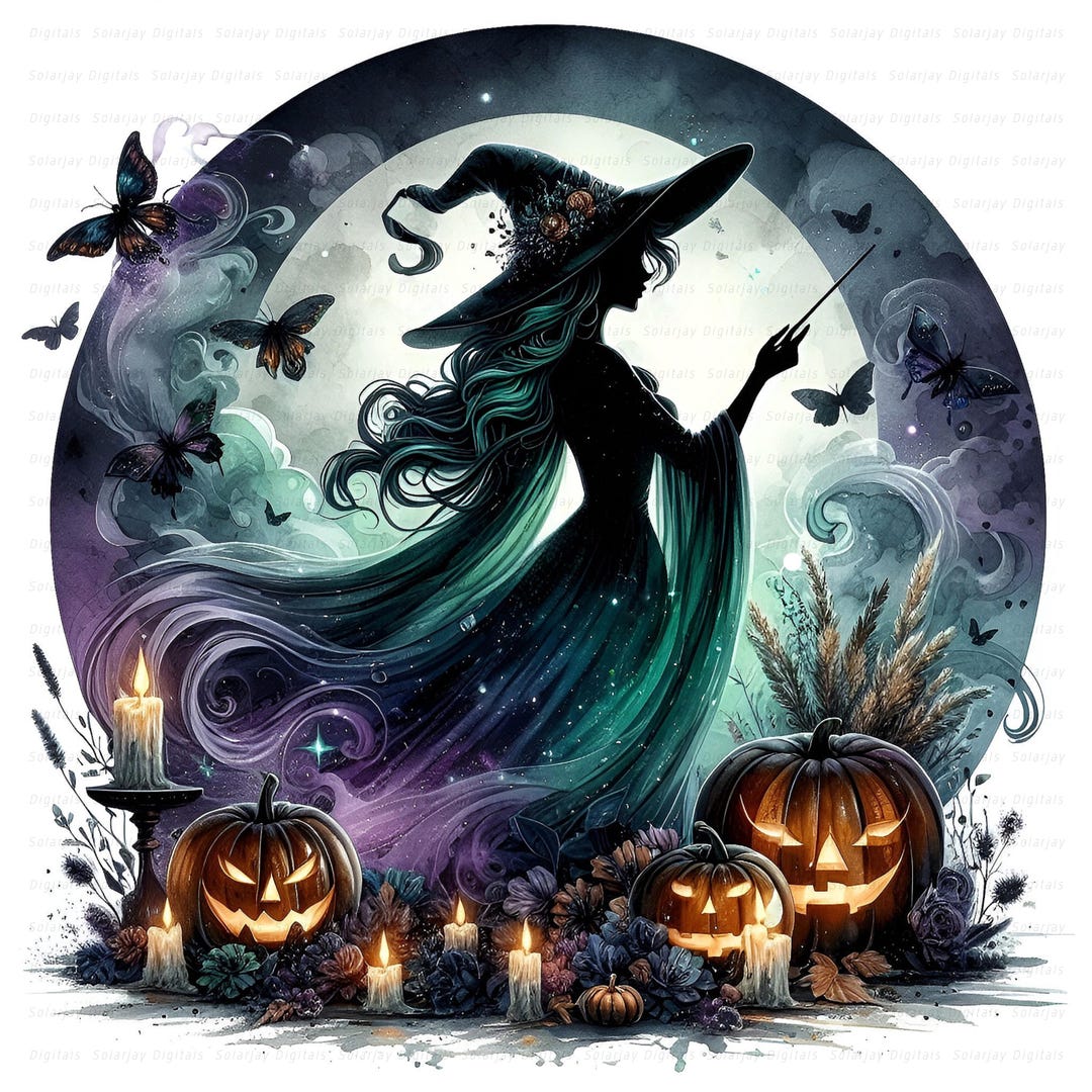 Halloween Fairy Clipart Bundle: Spooky Witch Illustrations (digital ...