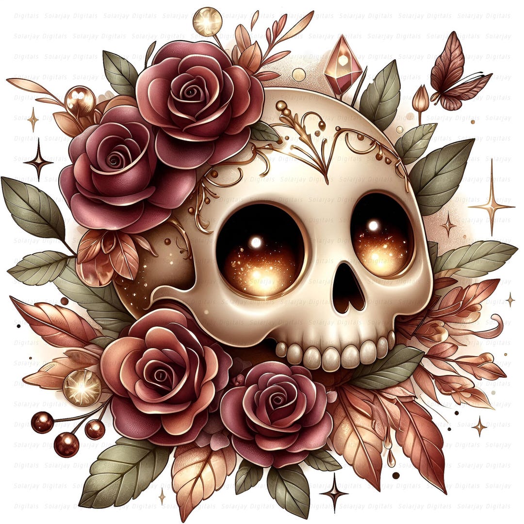 Autumn Skull Clipart Bundle: Watercolor Halloween Skulls (10 Jpgs ...