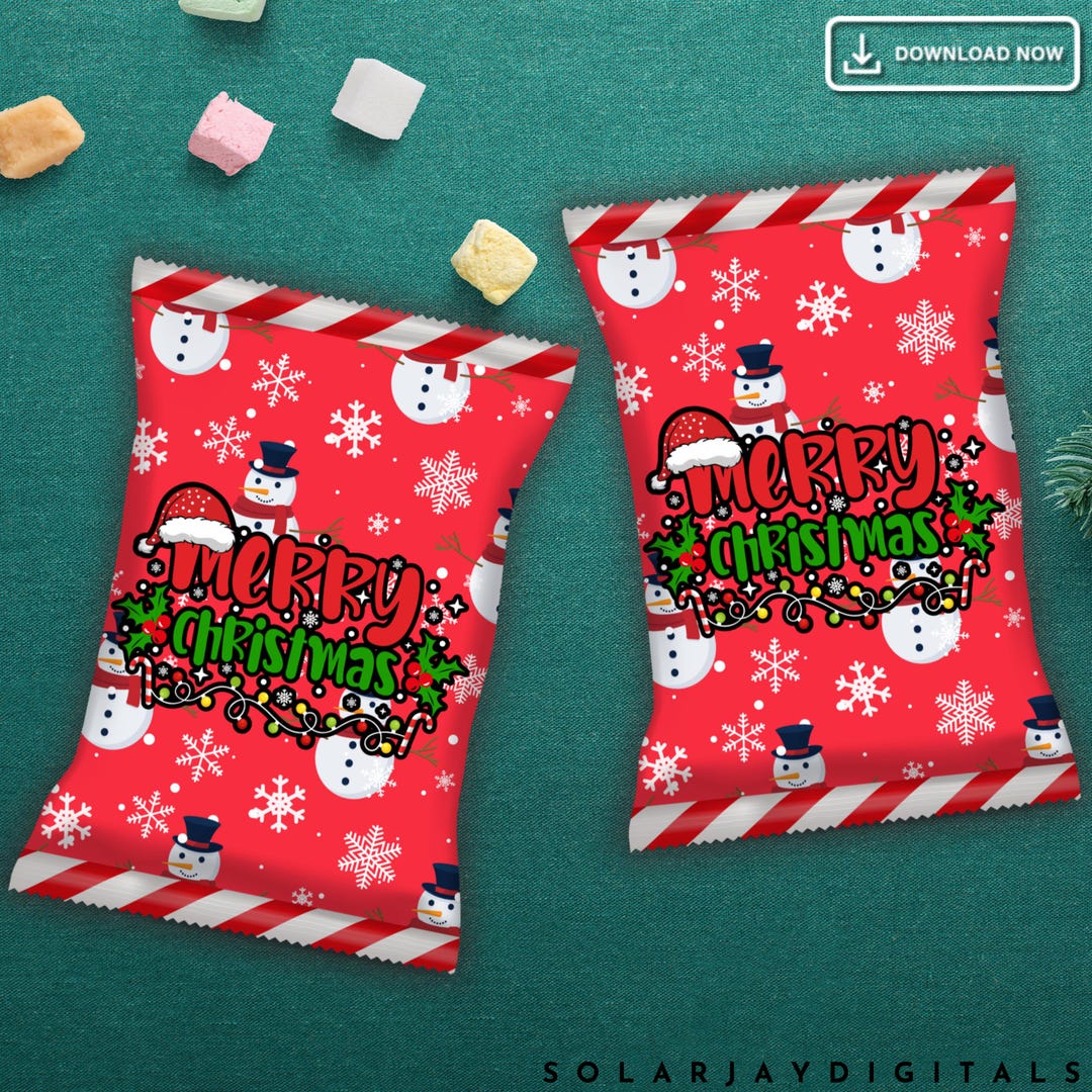 Christmas Chip Bag Template Printable Christmas Party Favor Snowman ...