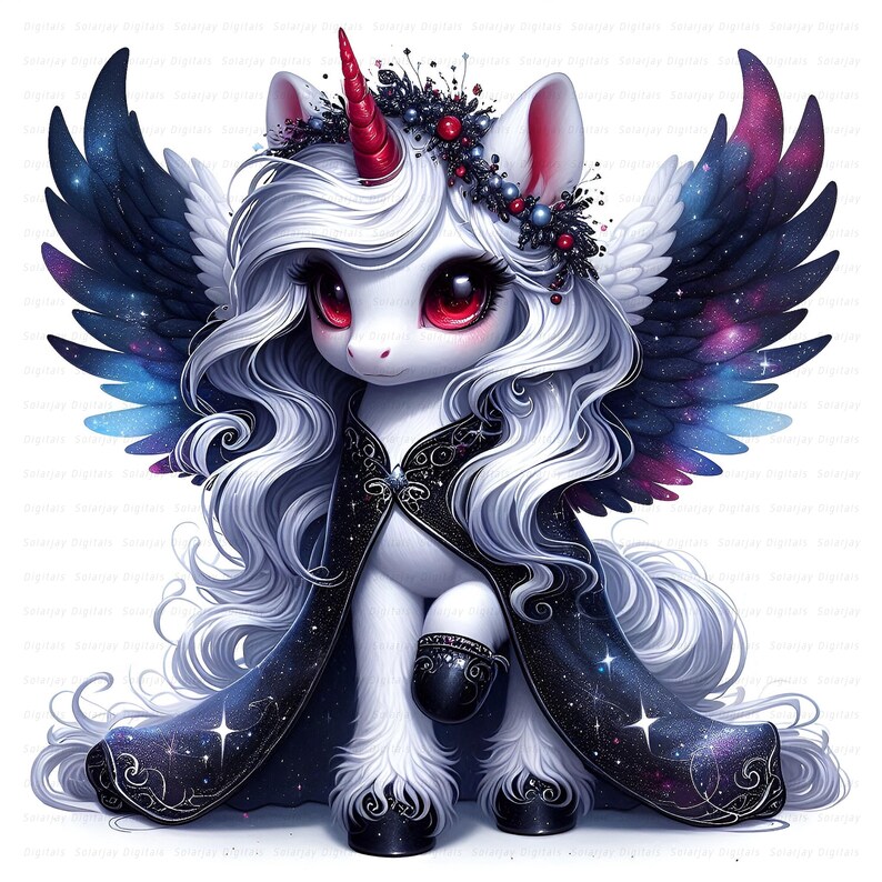 Galaxy Unicorn Clipart Set: Black, Red, Violet (10 Jpgs, Digital ...