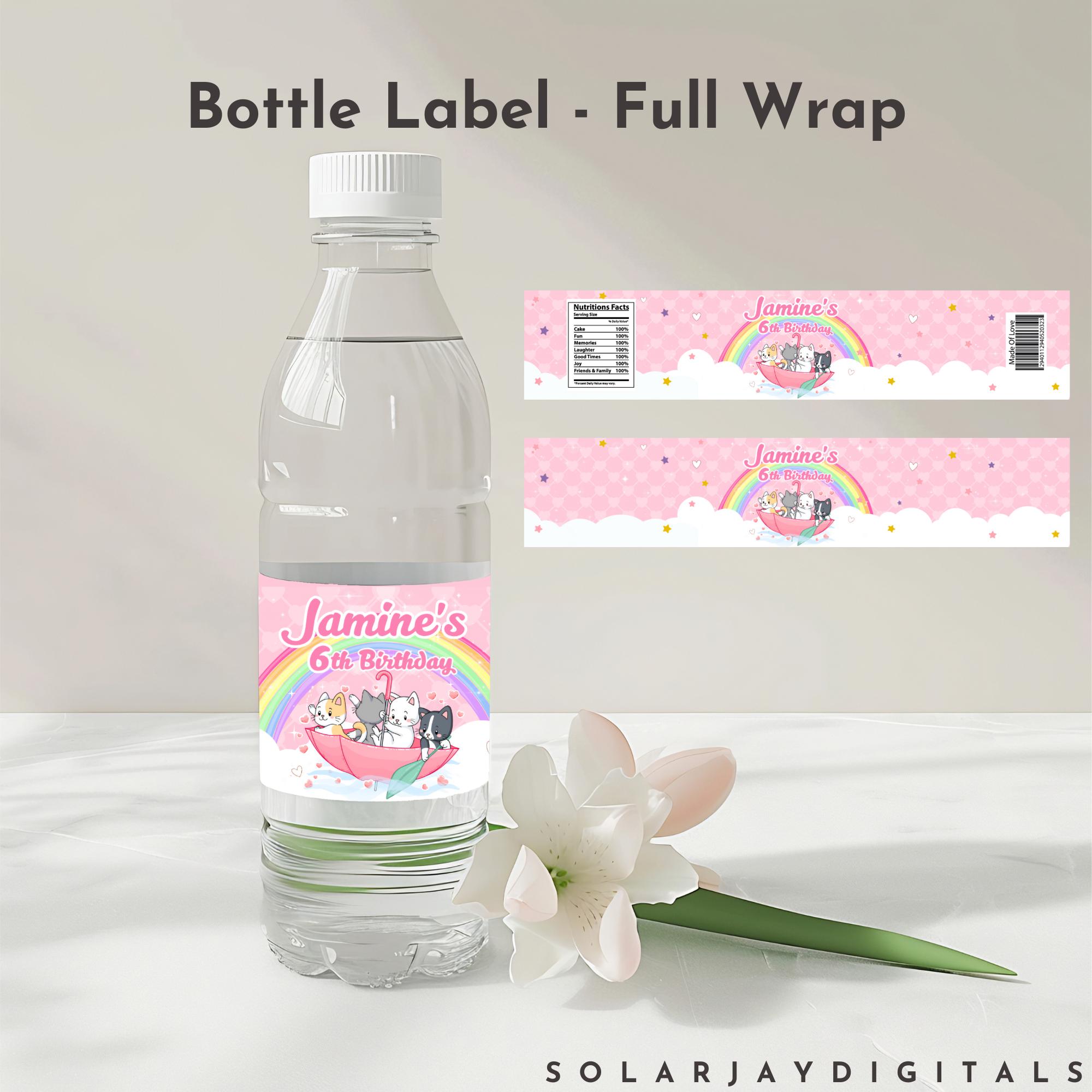 Editable Water Bottle Labels, Kitty Bottle Labels, Cat Bottle Labels ...