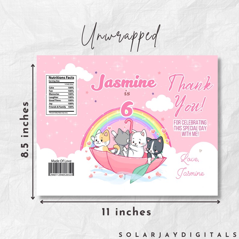 Editable Kitty Cat Chip Bag Template Pink Kitty Theme DIY Party Favor ...