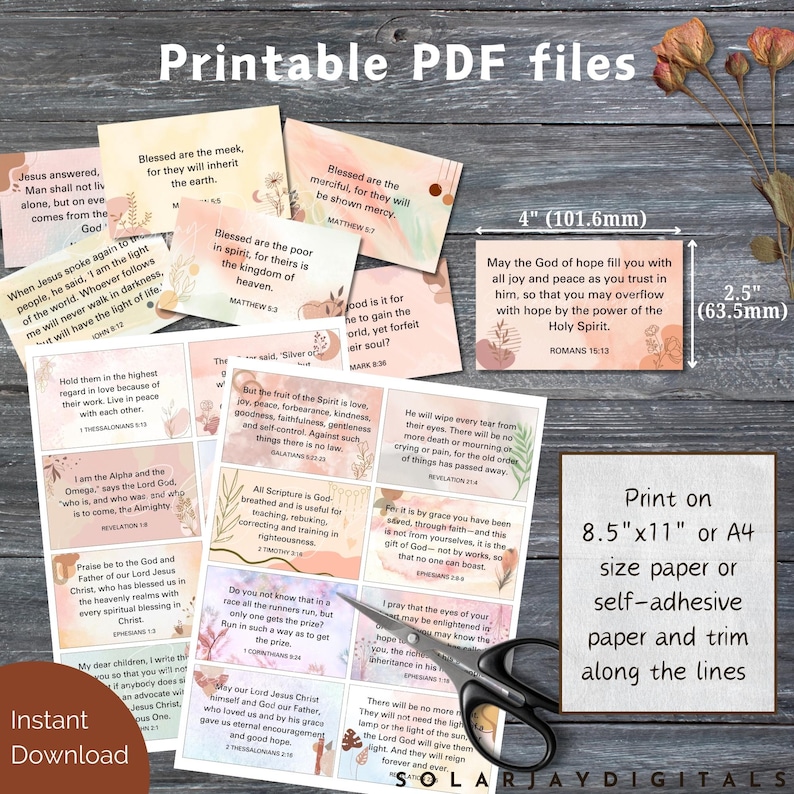 365 Bible Verses Boho Bible Verse Cards Printable Bible Verse Cards ...