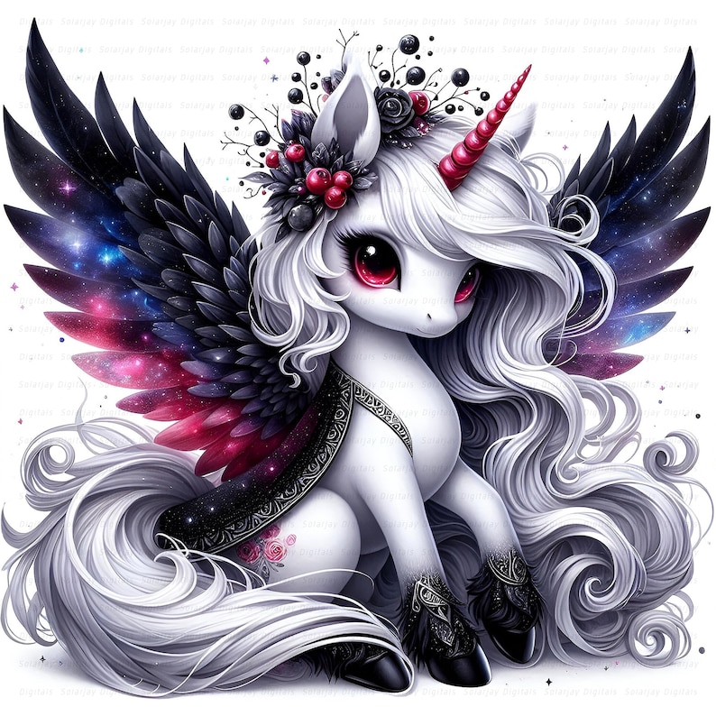 Galaxy Unicorn Clipart Set: Black, Red, Violet (10 Jpgs, Digital ...