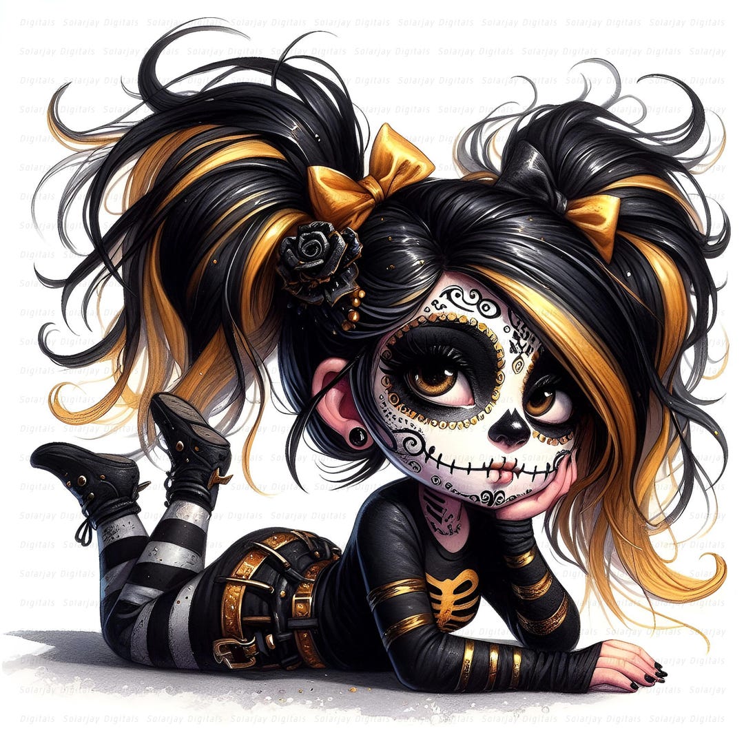 Gothic Skull Gnome Clipart, Day of the Dead, Halloween Graphics, 10 ...