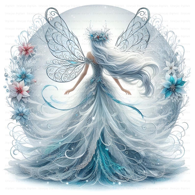 Icy Blue Snow Fairy Clipart: Winter Christmas Art (10 Jpgs, Digital ...
