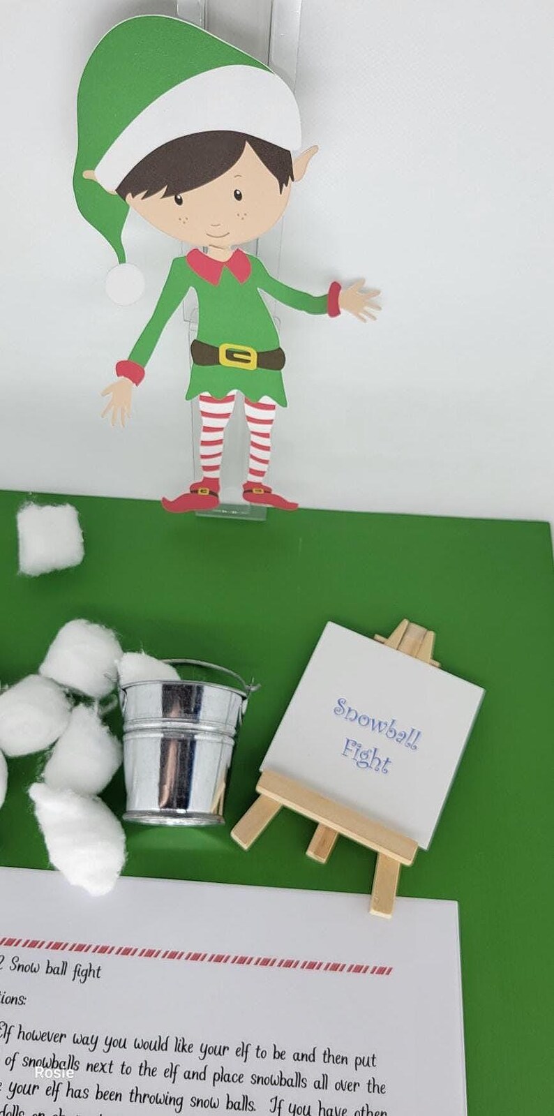 Elf Snowball Fight Kit: Mini Pail, Cotton Balls, Sign & Easel - Etsy