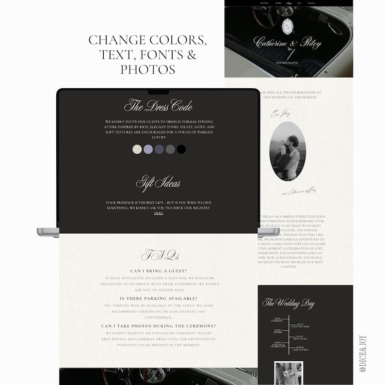 Vintage Retro Wedding Website Template, Classic Old Money Aesthetic ...