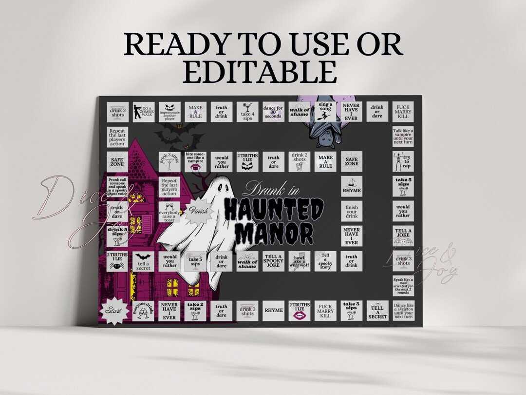 Halloween Editable Board Game Template Drinking Games Fun Party Games ...