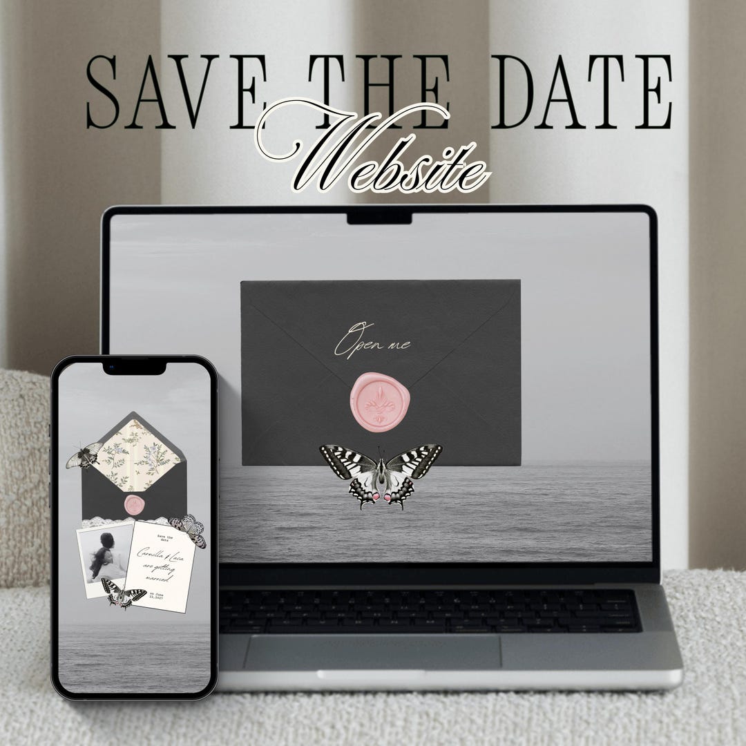 Save the Date Website Template, Romantic Vintage Save the Date Wedding ...