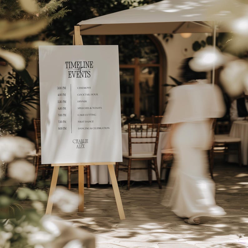 Minimalist Timeline Wedding Sign Template, Elegant Simple Time Schedule ...