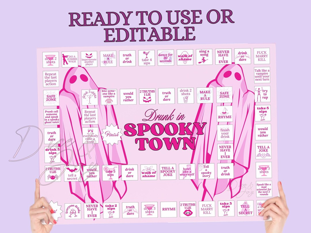 Halloween Editable Board Game Template Drinking Games, Fun Party Games ...