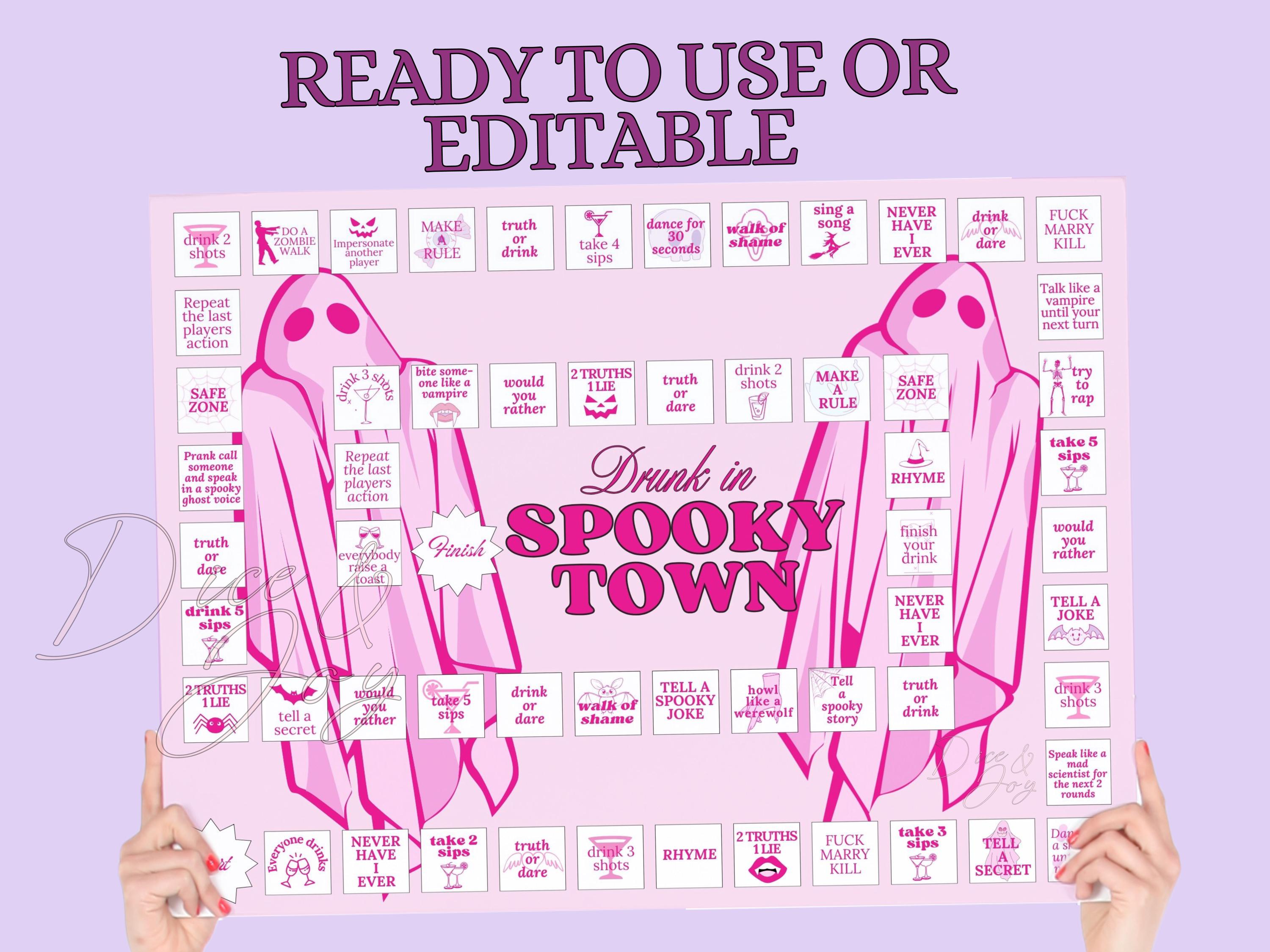Halloween Editable Board Game Template Drinking Games, Fun Party Games ...