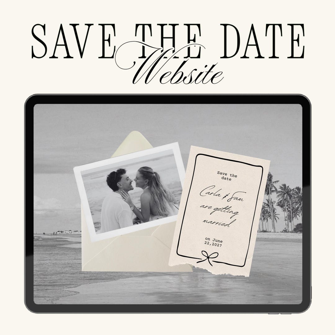 Save the Date Website Template, Vintage Save the Date Wedding Website ...