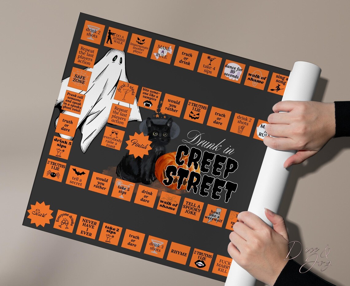 Halloween Editable Board Game Template Drinking Games Fun Party Games ...