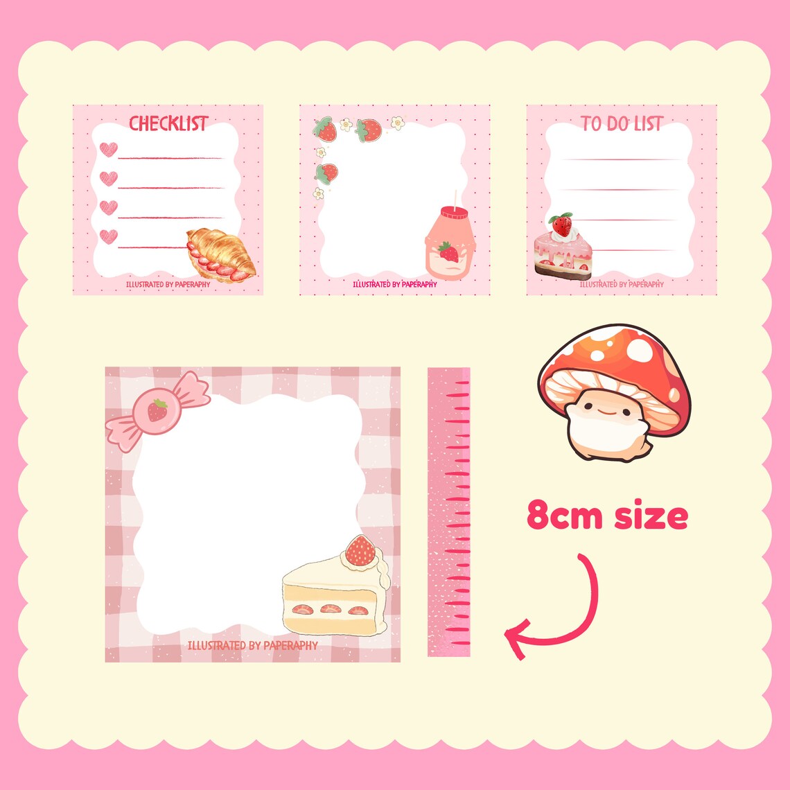 Strawberry Shortcake Memo Pad Template, A4 Printable - Etsy