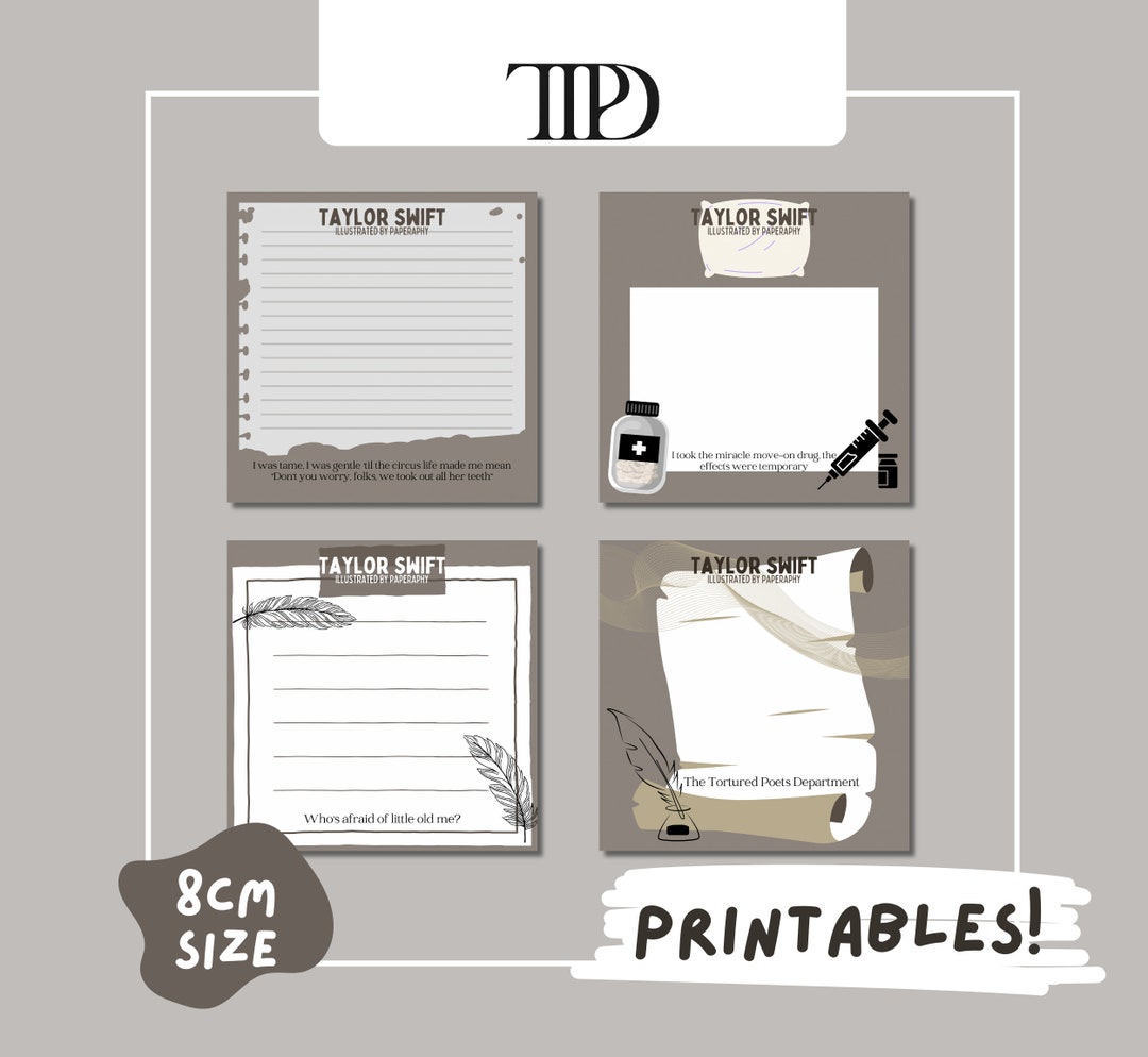 Taylor Swift Inspired Memo Pad Template the Tortured Poets Department ...