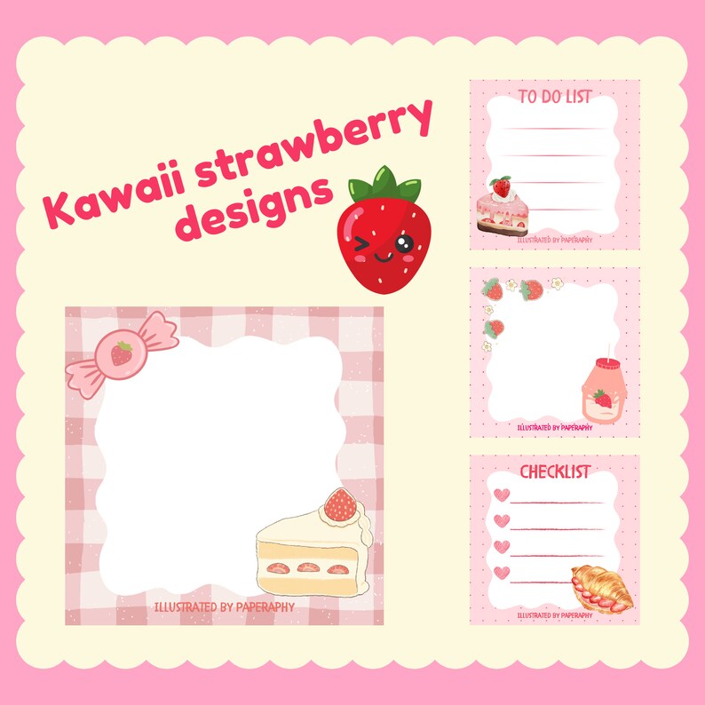Strawberry Shortcake Memo Pad Template, A4 Printable - Etsy