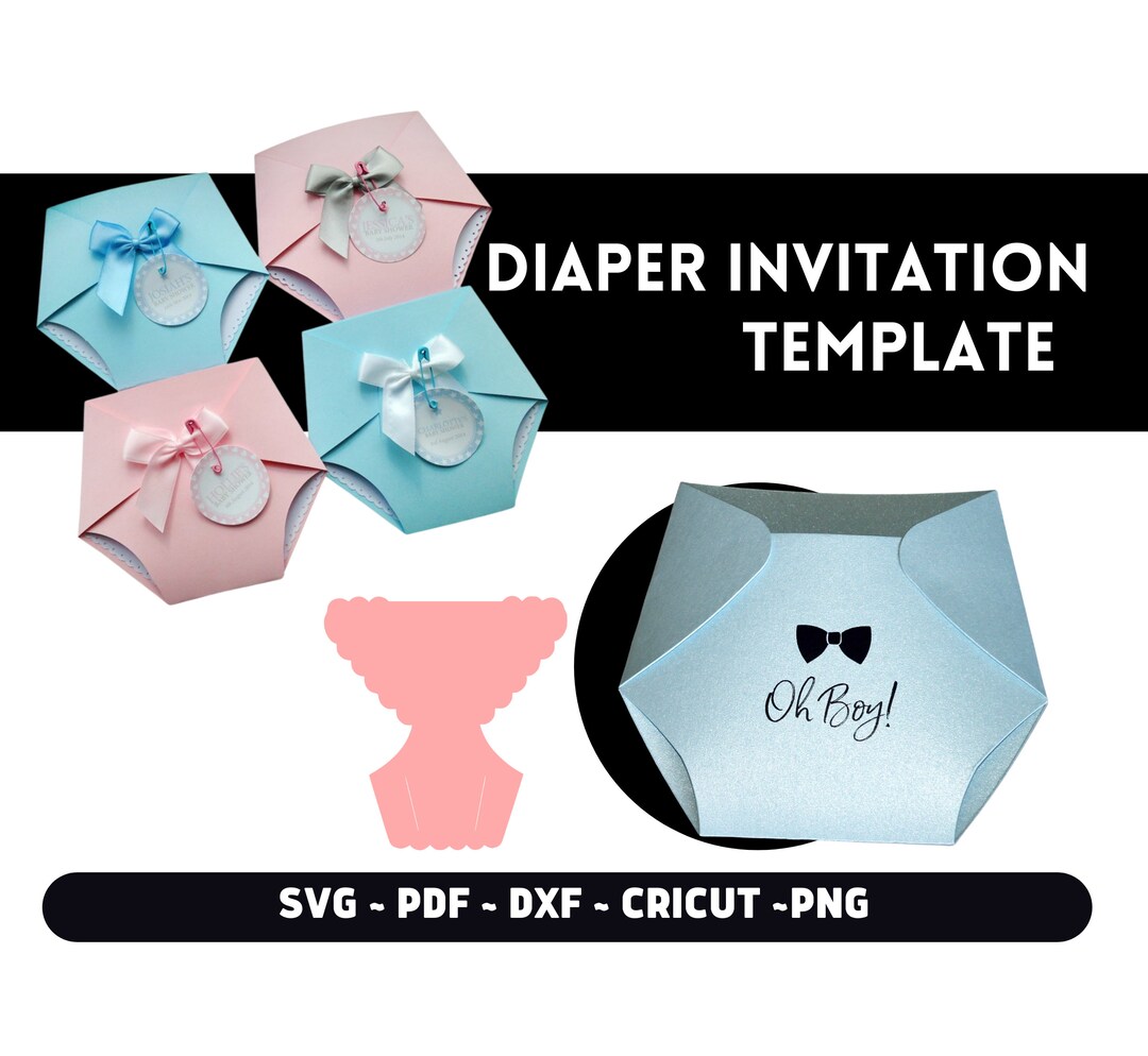 Diaper Invitation SVG, Diaper Template, Diaper Invitation PNG, Diaper ...