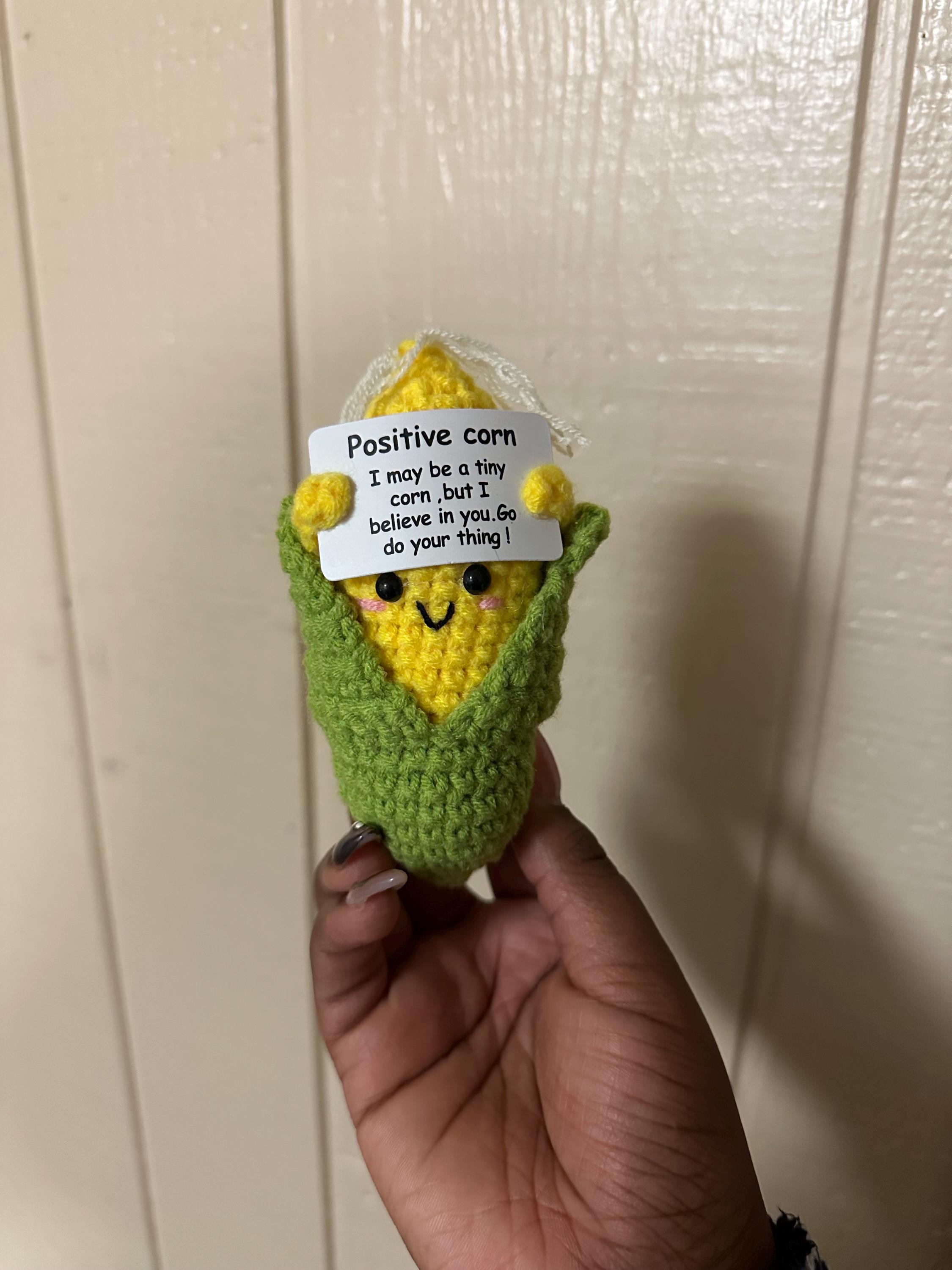 Positive Corn Crochet Plush With Affirmation Card – Emotional Support ...